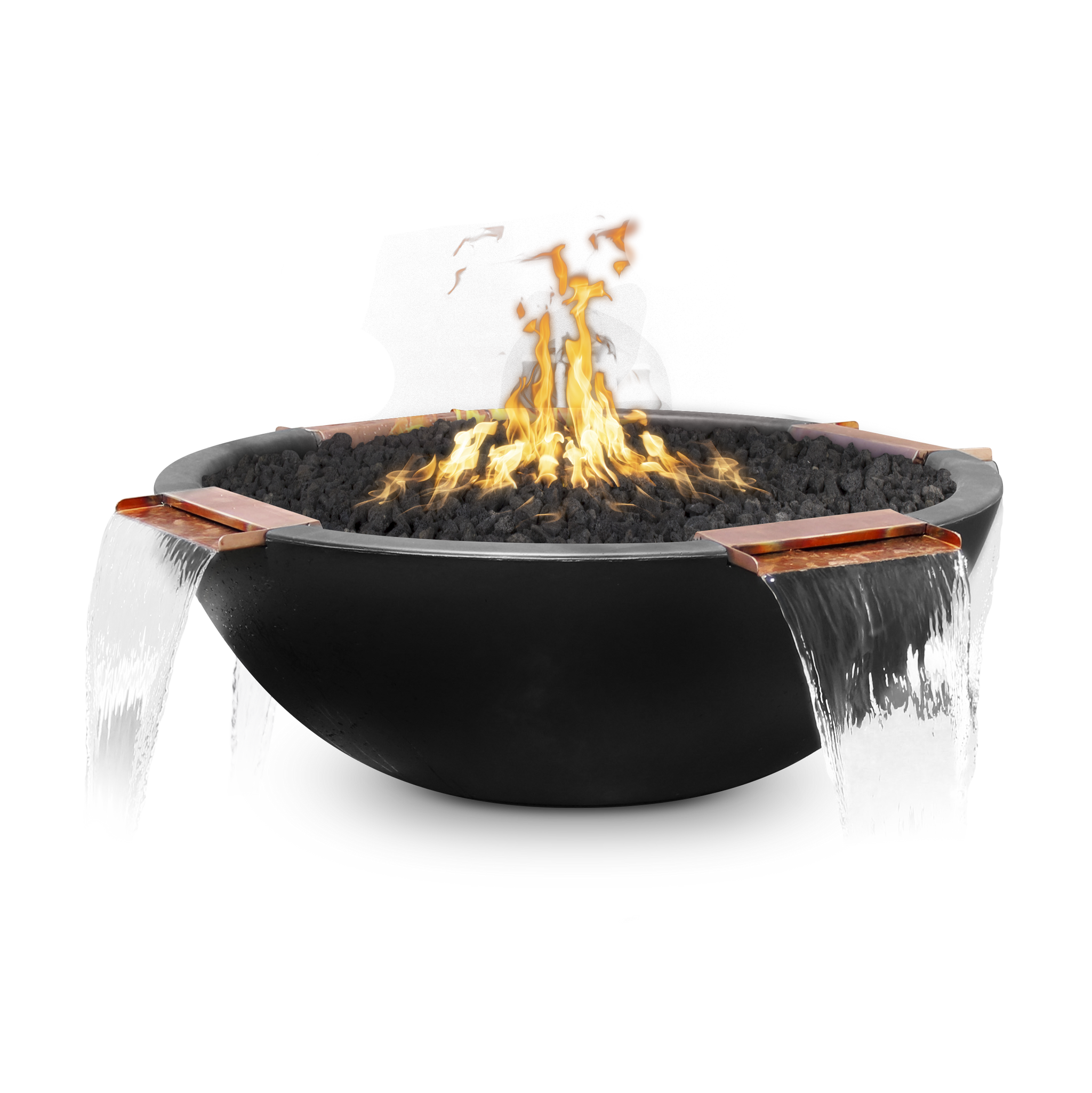The Outdoor Plus Round Sedona Fire & Water Bowl - GFRC Concrete - 4 Wa